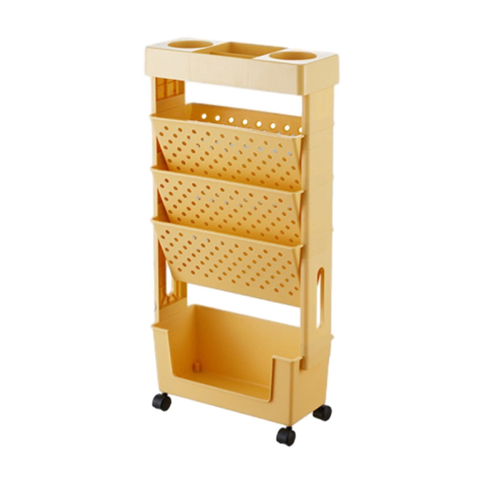 Yoloke Movable Office Paper Organizer, Mobile Book Cart Document Folder ...