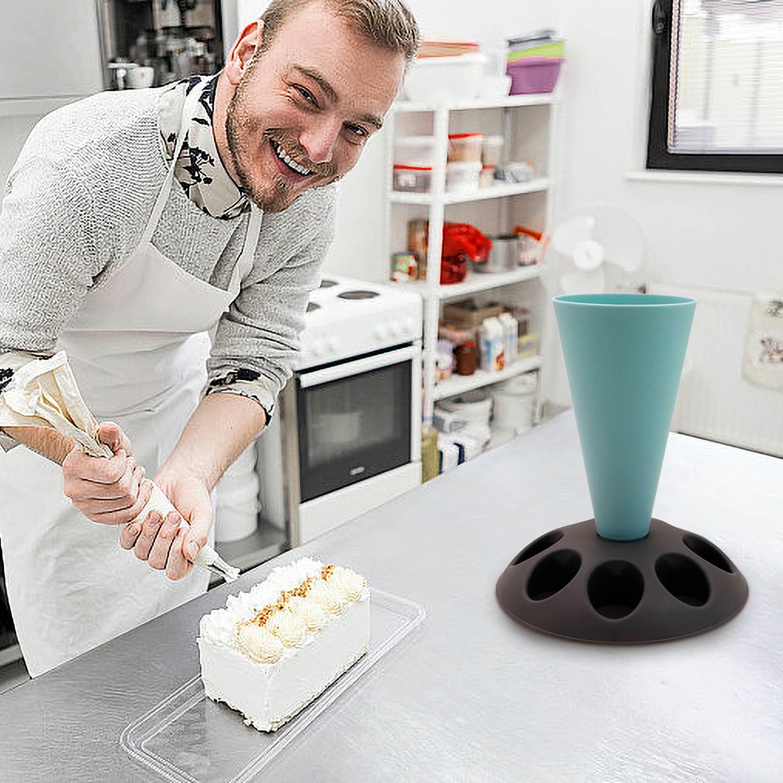 Yoloke Piping Bag Stand with 8 Nozzle Slots - Cake Decorating Tool ...