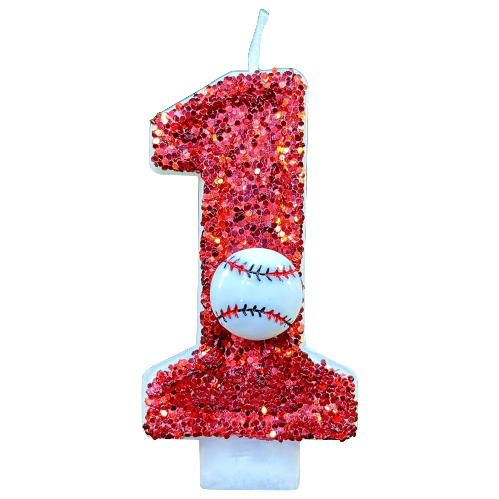 Yoloke Red Glitter Number 1 Baseball Cake Topper - Perfect for Birthday ...