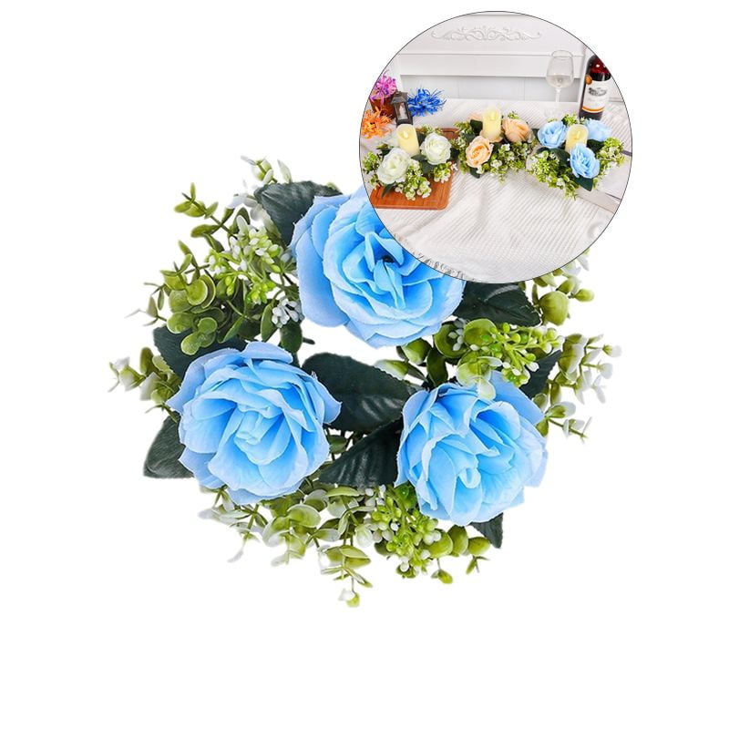 Yoloke Small Candle Rings Wreaths - Inner Fake Roses Artificial Flowers ...