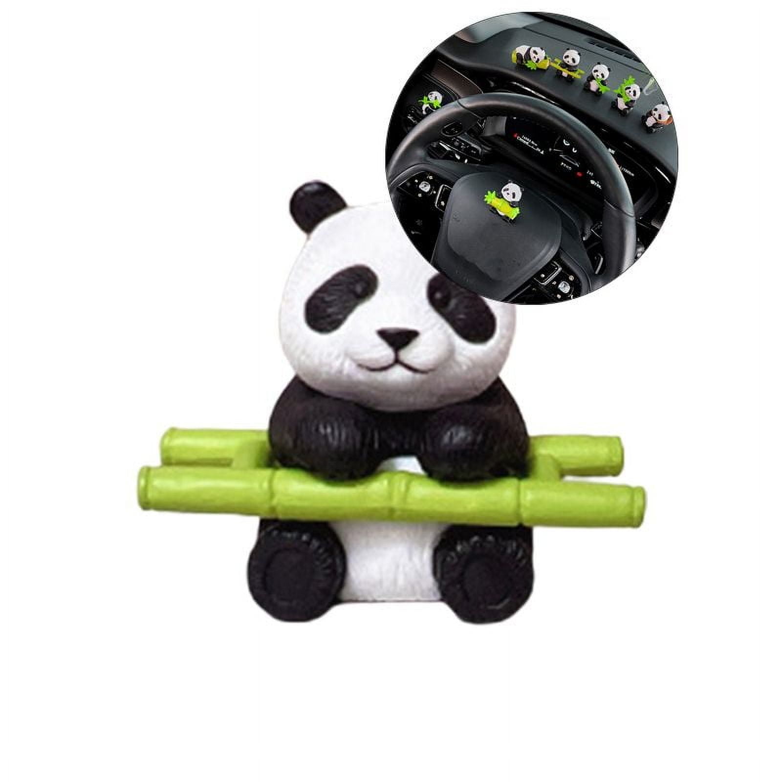 Yoloke Solid Panda Figurines Set with Miniature Bamboo Trees Wood Fence ...