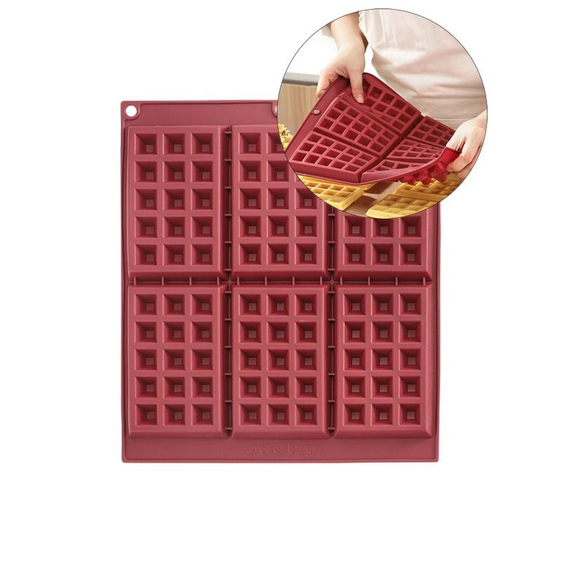 Yoloke Waffle Mold Silicone Waffle Mold 6 Cavities Waffle Mold Silicone ...