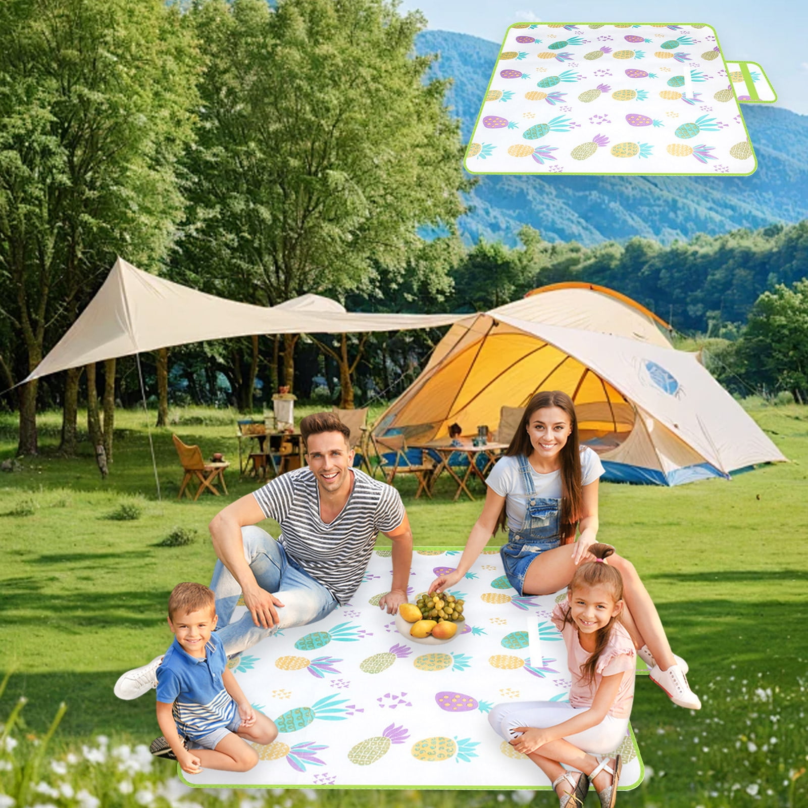 Yoloke Waterproof Beach Mat for Outdoor Picnics and Camping - Moisture ...