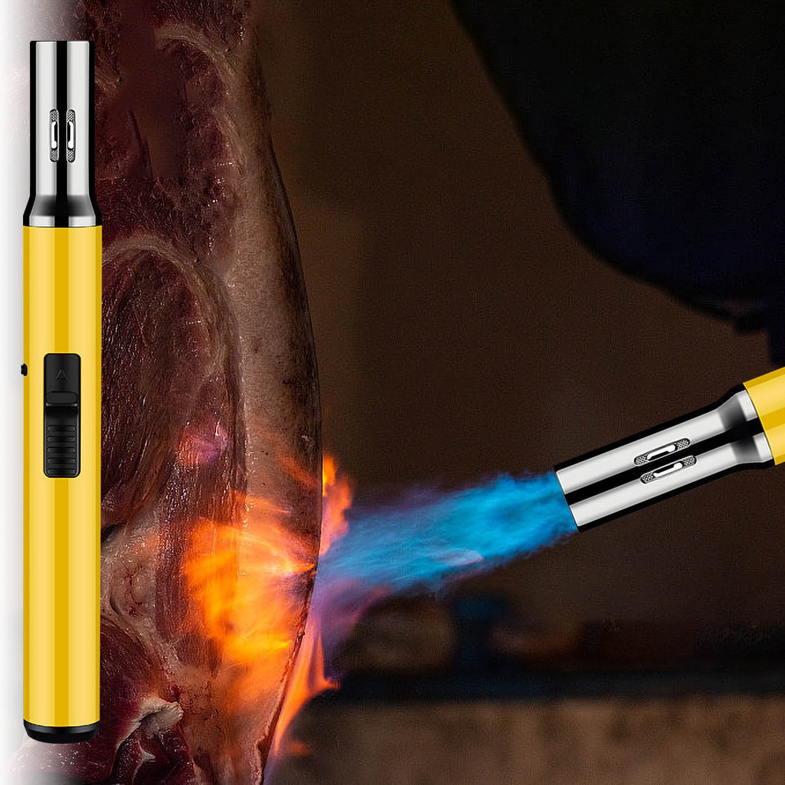 Yoloke Windproof Blue Flame Butane Torch for BBQ Baking Pen Welding ...