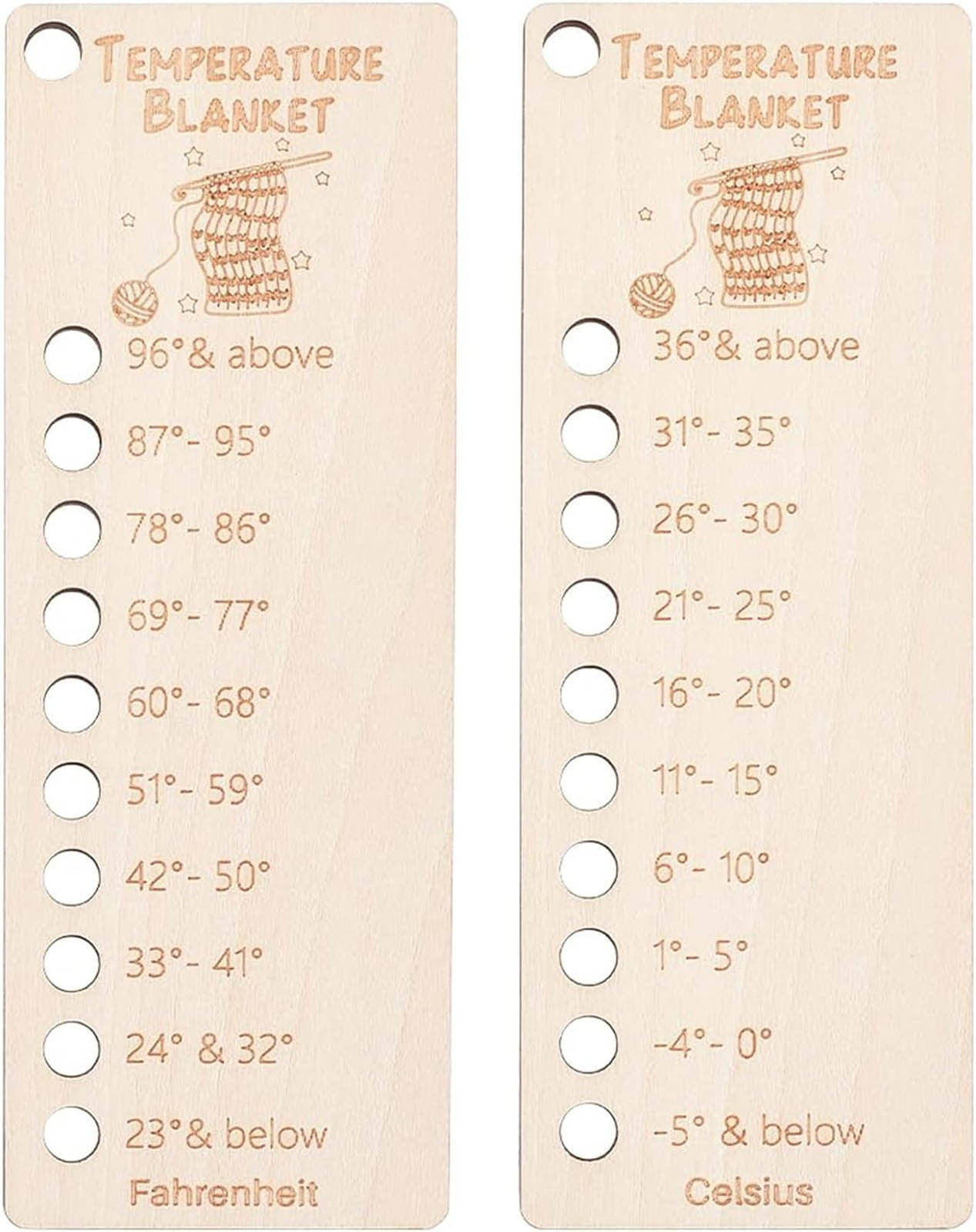 Yoloke Wooden Temperature Blanket Color Chart Set for Knitting - 2 ...
