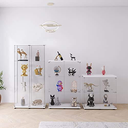 Yoluckea 49.49” Glass Cabinet, 3 Shelves Glass Display Cabinet with 2 ...