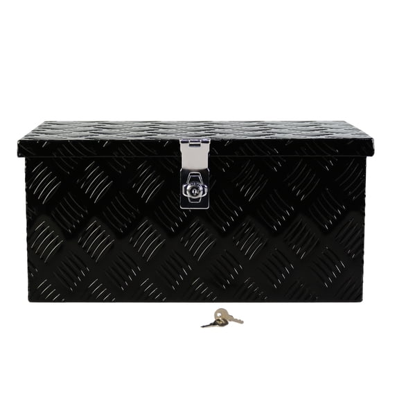 Yoluckea Black Aluminum 20-inch Tool Box with 5-Bar Tread Design for ...