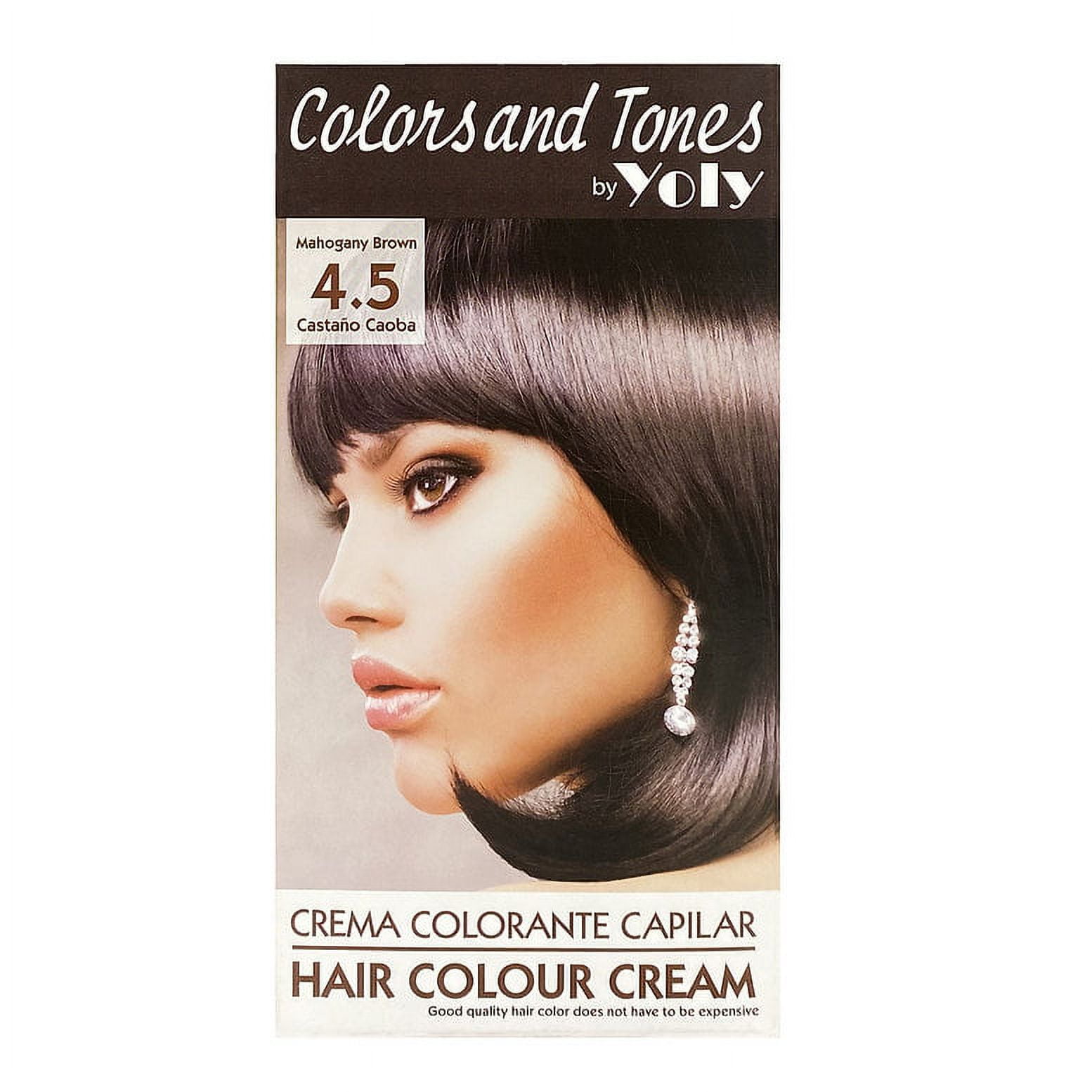 Yoly Shine Permanent Hair Color Cream 4.5 Mahogany Brown - Walmart.com