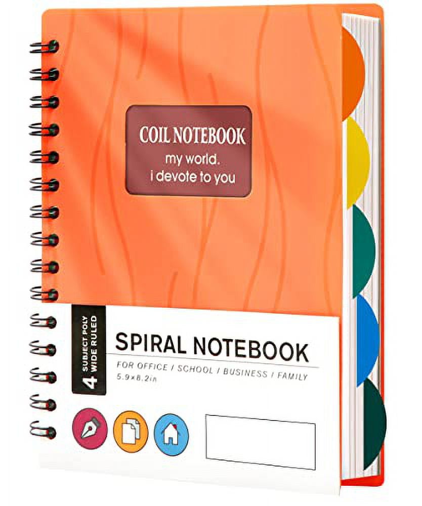 Yoment 5 Subject Notebook 6'' x 8'' Wide Ruled Spiral Notebooks with ...