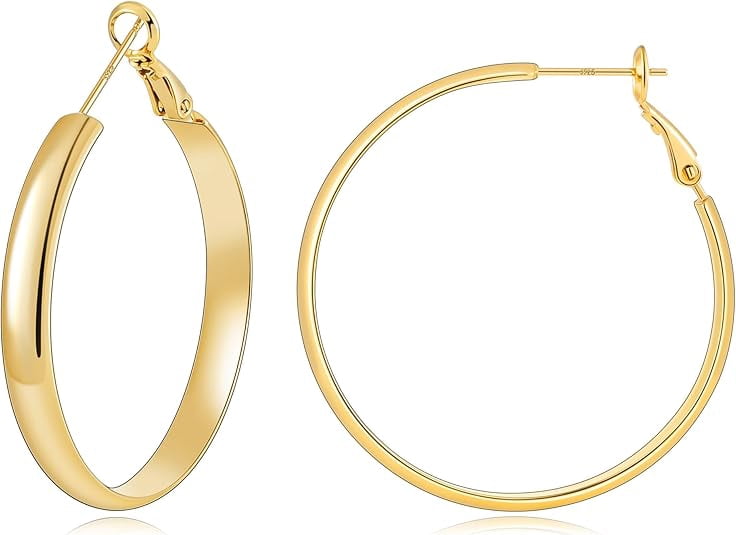 Yomhary 40mm Gold Hoop Earrings for Women, 14k Real Gold Plated with ...