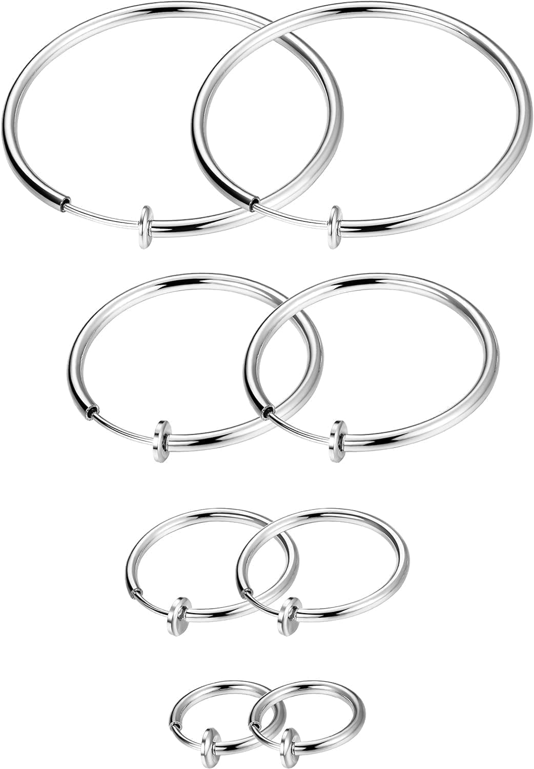 Yomhary Stainless Steel Clip-On Hoop Earrings, Non-Pierced, Lightweight ...
