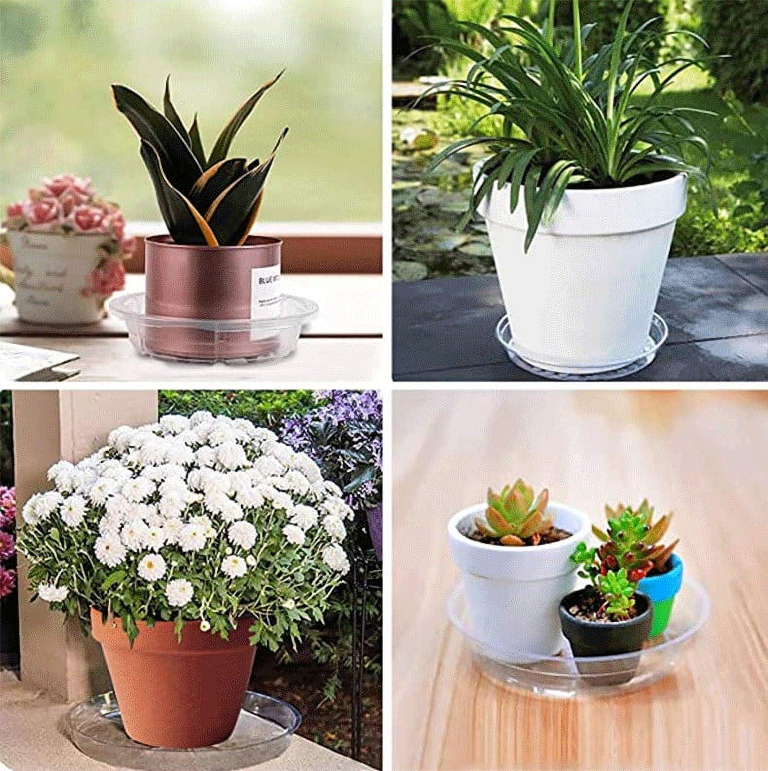 Yomikausa Plastic Tray for Pots, Transparent Plant Tray, Indoor Outdoor ...