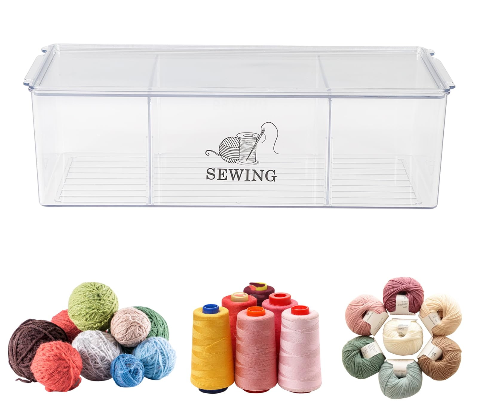 Yomjarl Sewing Kit Box Sewing Organizer Box Plastic Sewing Kit Storage ...