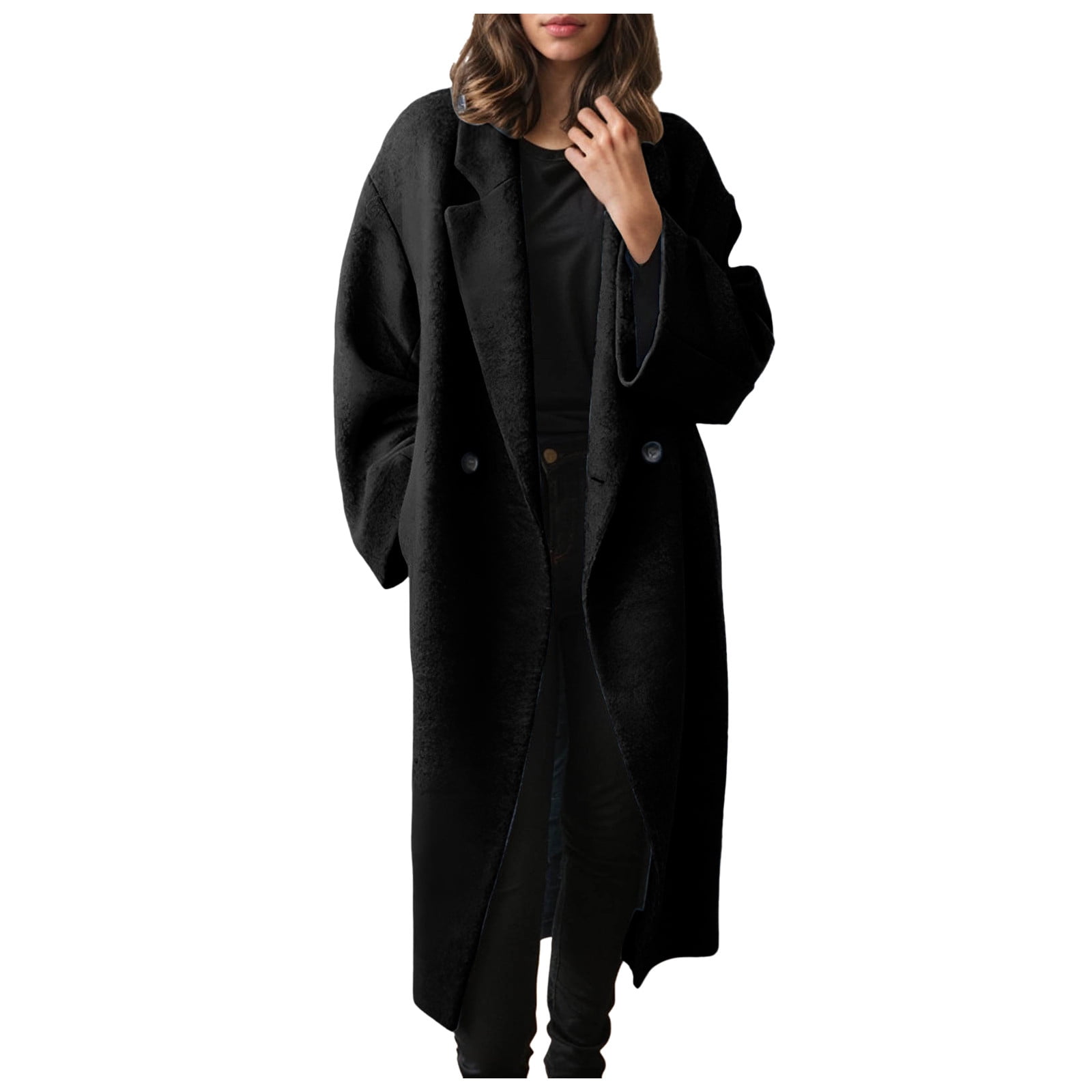 Yoncen Women's Winter Double Breasted Wool Coat Long Sleeve Notch Lapel ...