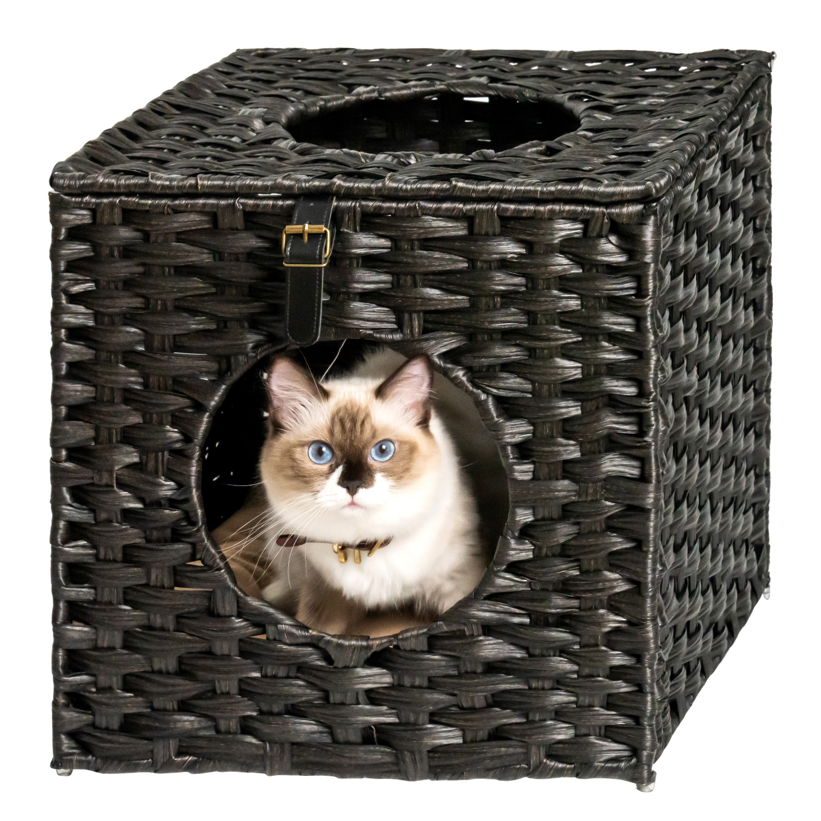 Yone jx je Cat House for Indoor Cats - Small Cat Towers with Rattan ...