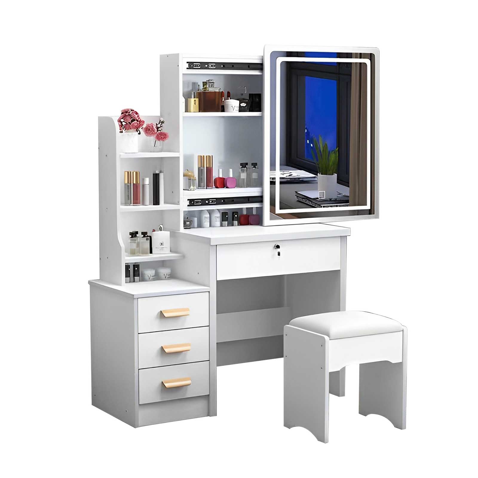 Yone jx je Fashion Vanity Desk with Mirror and Lights for Makeup and ...