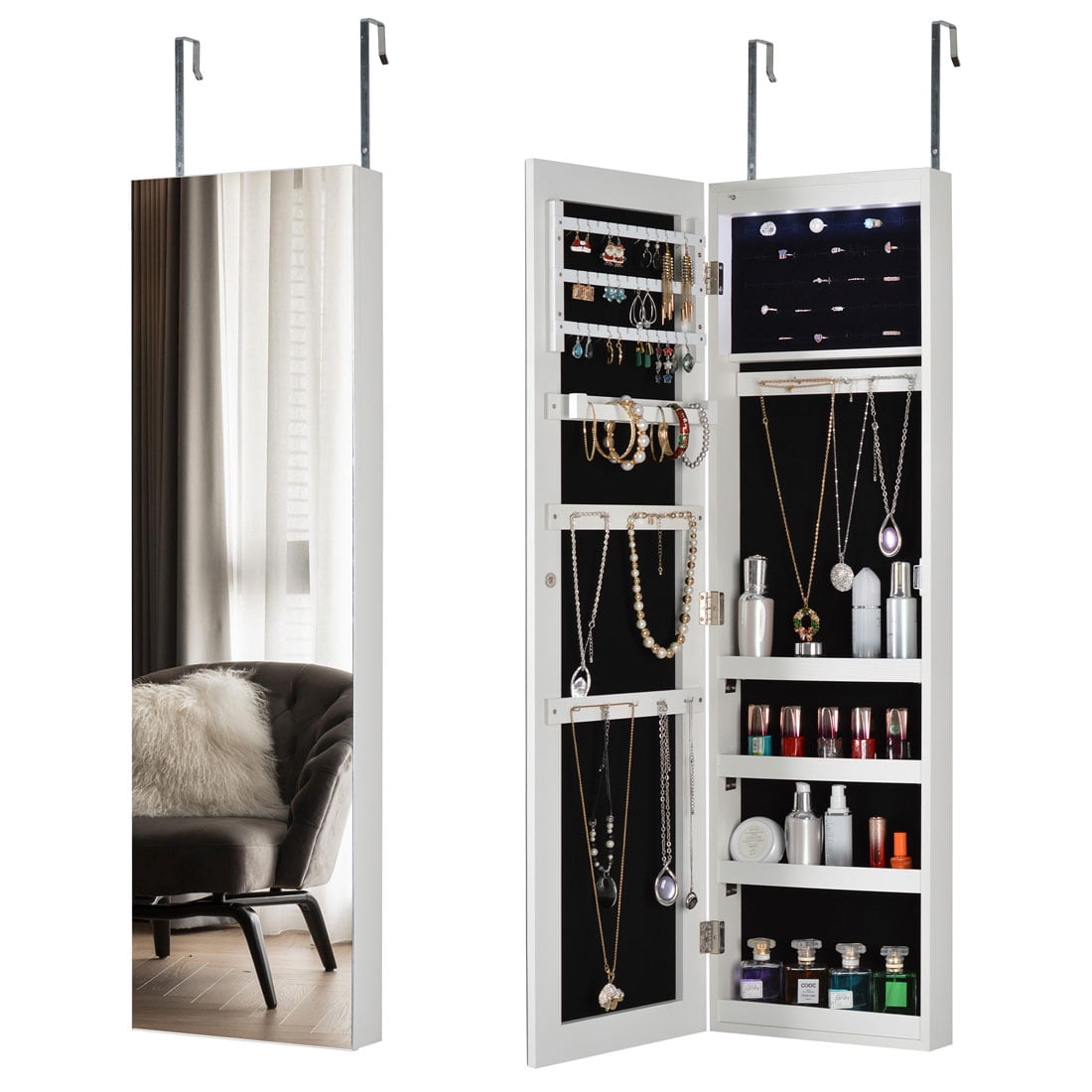 Yone jx je Full Mirror Fashion Simple Jewelry Storage Cabinet With Led ...
