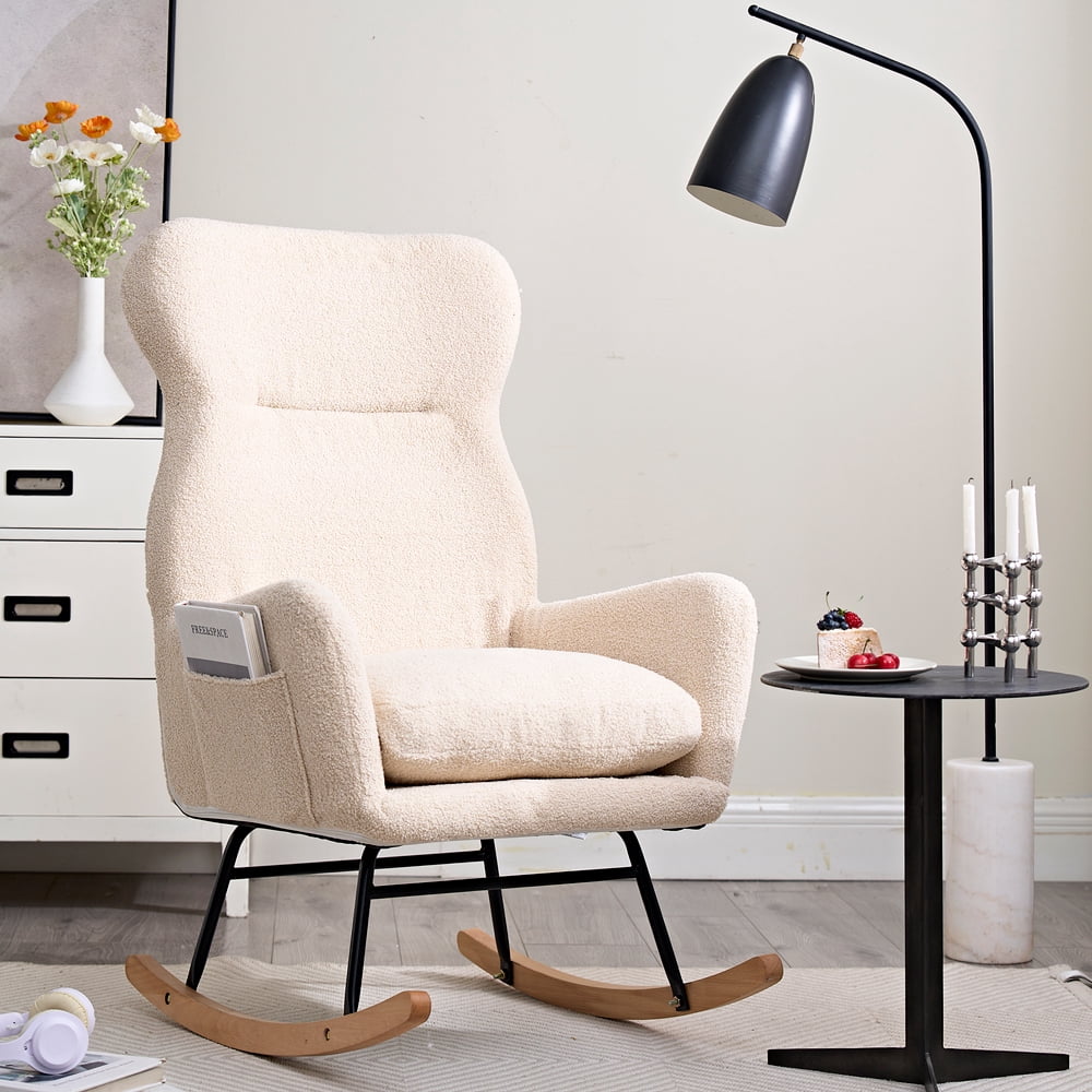 Yone jx je Modern Rocking Chair with High Backrest,Teddy Material ...