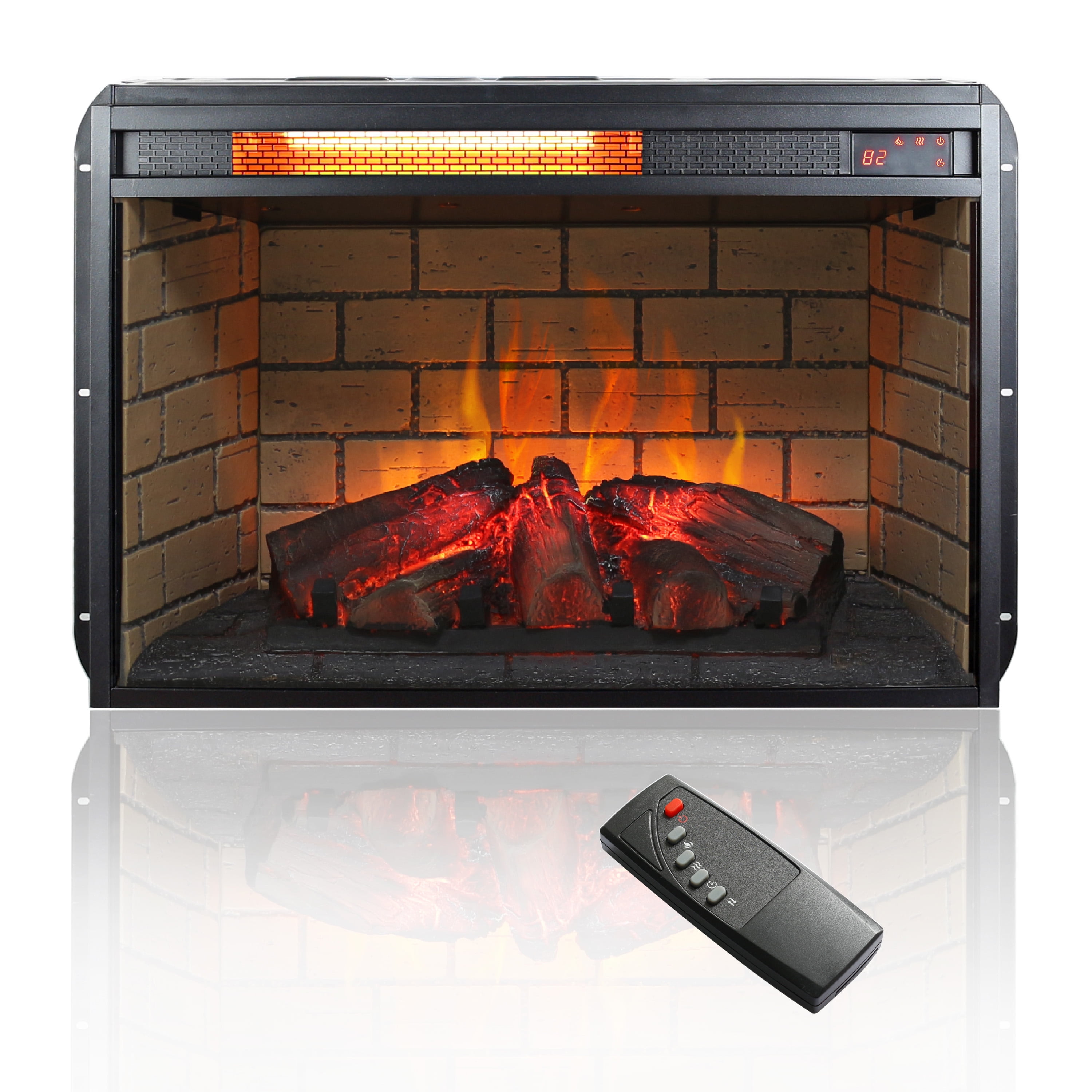 Yoneston 26 inch Electric Fireplace Insert with Wood Log Version Brick ...