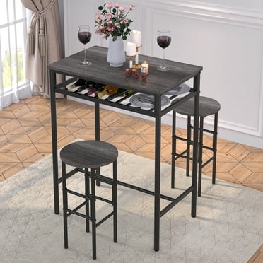 Pearington High Top Counter Bar & Pub Table Set with 2 Chairs, Dark ...