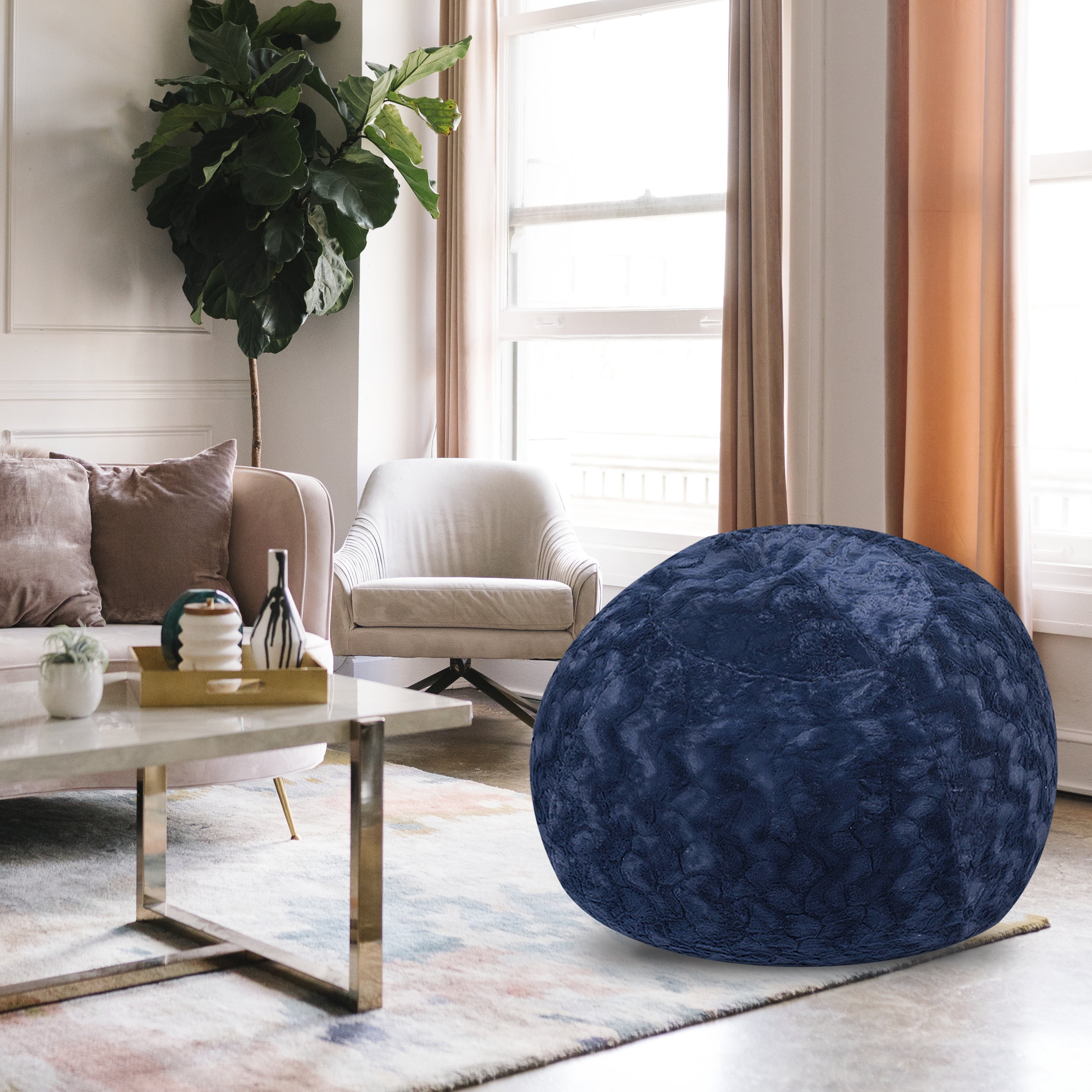 Yoneston 5ft Faux Fur Bean Bag Chair, Plush Bean Bag with Washable ...