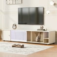 Yoneston Cat Litter Box TV Stand with 4 Open Compartments Storage ...