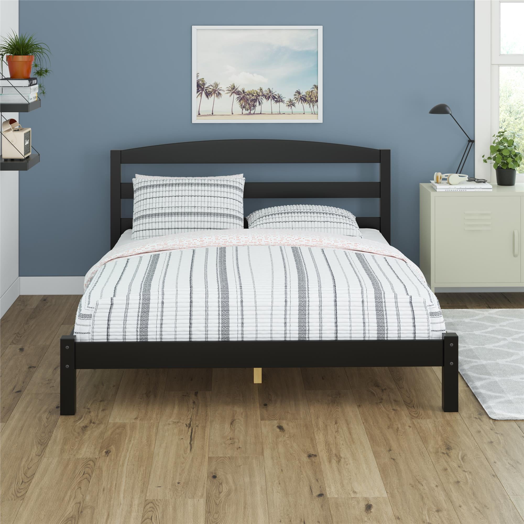 Yoneston Full Size Leighton Wood Platform Bed Frame with Arched ...