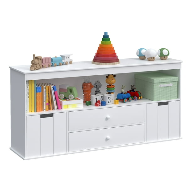 Yoneston Kids Toy Storage Cabinet with 4 Drawers, White Wood Toddler ...
