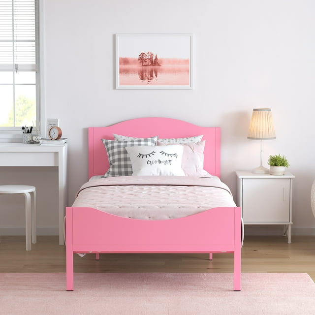 Free Shipping! Yoneston Kids Twin Metal Platform Bed Frame with Wood ...