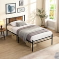 Yoneston Kids Twin Size Metal Platform Bed Frame with Wood Headboard ...