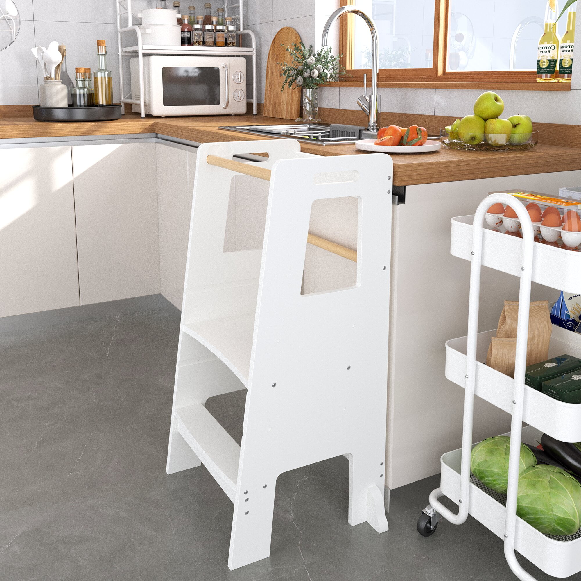 Yoneston Kithen Step Stool for Toddler, Adjustable Kids 2-Step Ladder ...