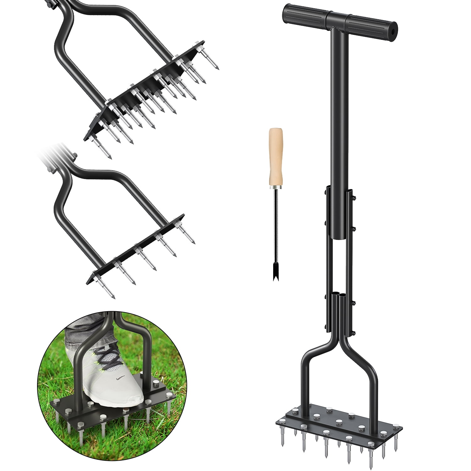 Yoneston Lawn Aerator Spike Aerator Manual Tool with 15 Pieces Solid ...
