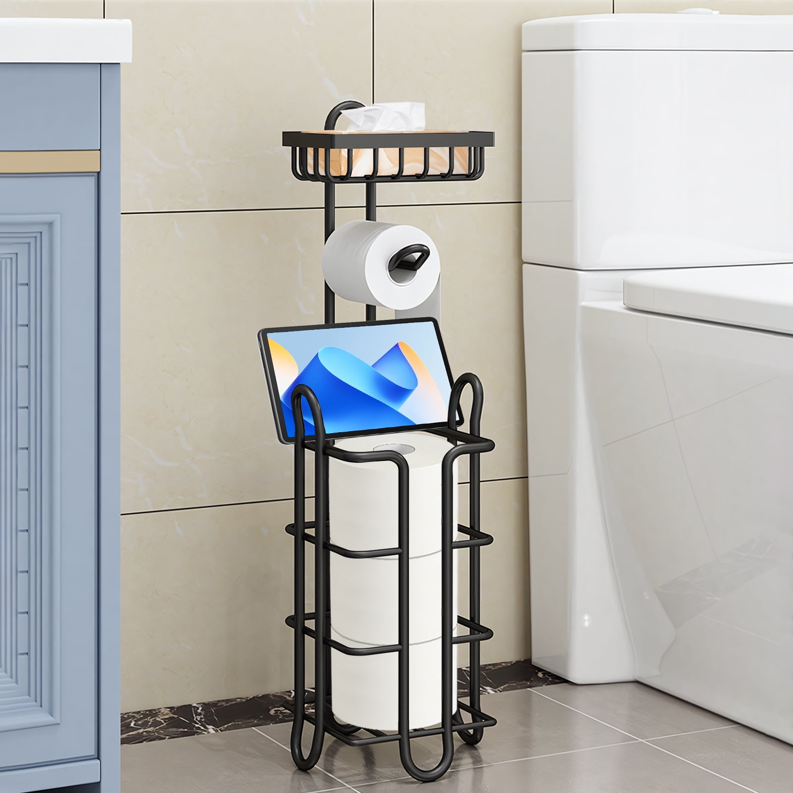 Yoneston Toilet Paper Holder with Large Top Shelf Heavy Duty Bathroom ...