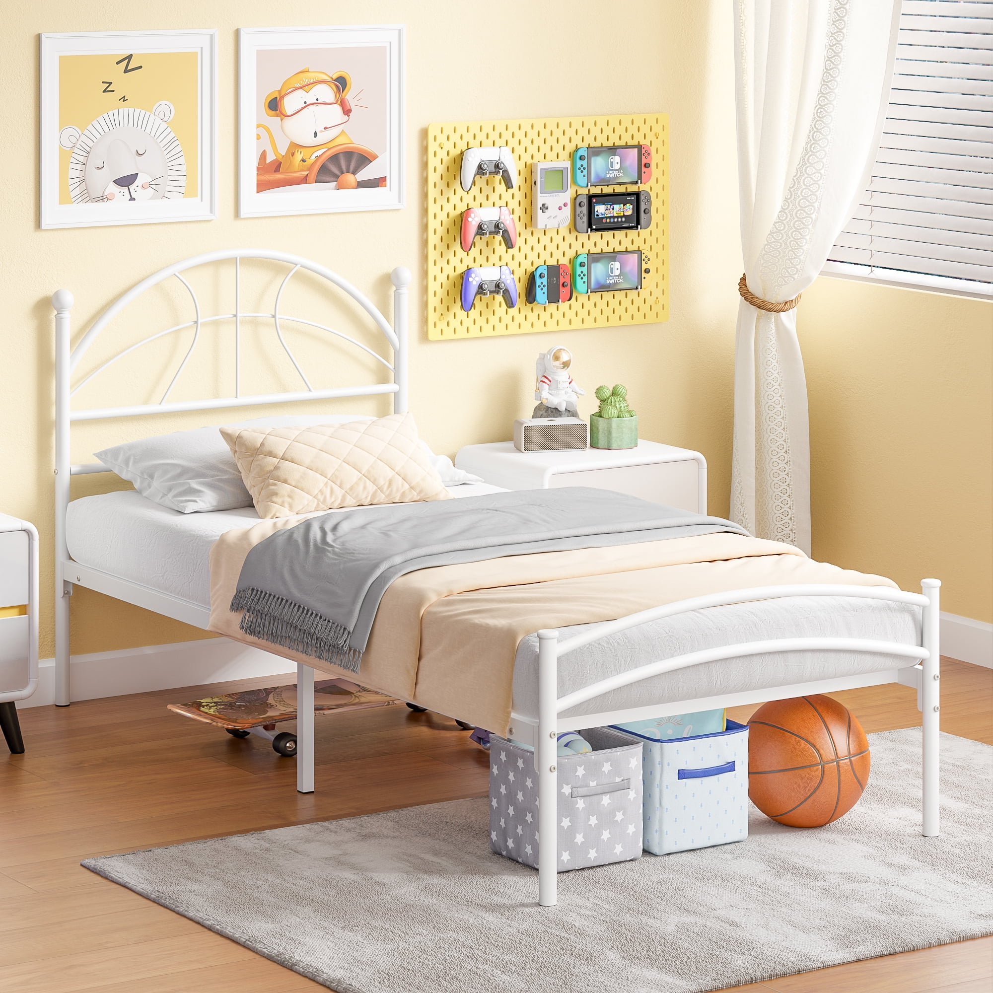 Free Shipping! Yoneston Twin Bed with Basketball Headboard Heavy Duty ...