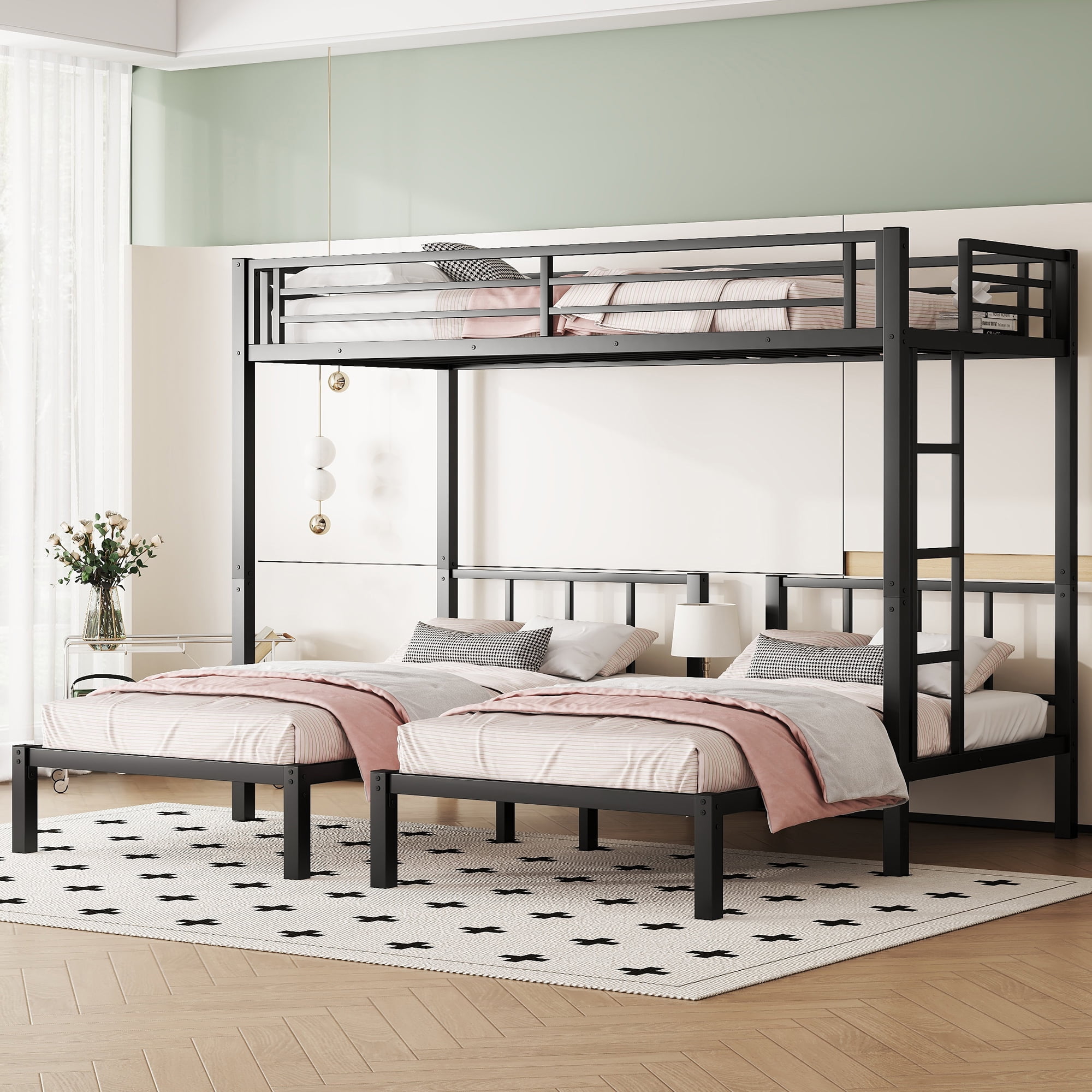 Yoneston Twin Over Twin Over Twin Triple Bunk Beds for Kids, Metal ...