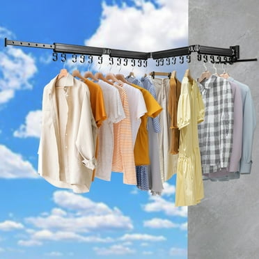 X-cosrack Wall Mounted Clothes Drying Rack, Retractable Steel Folding ...