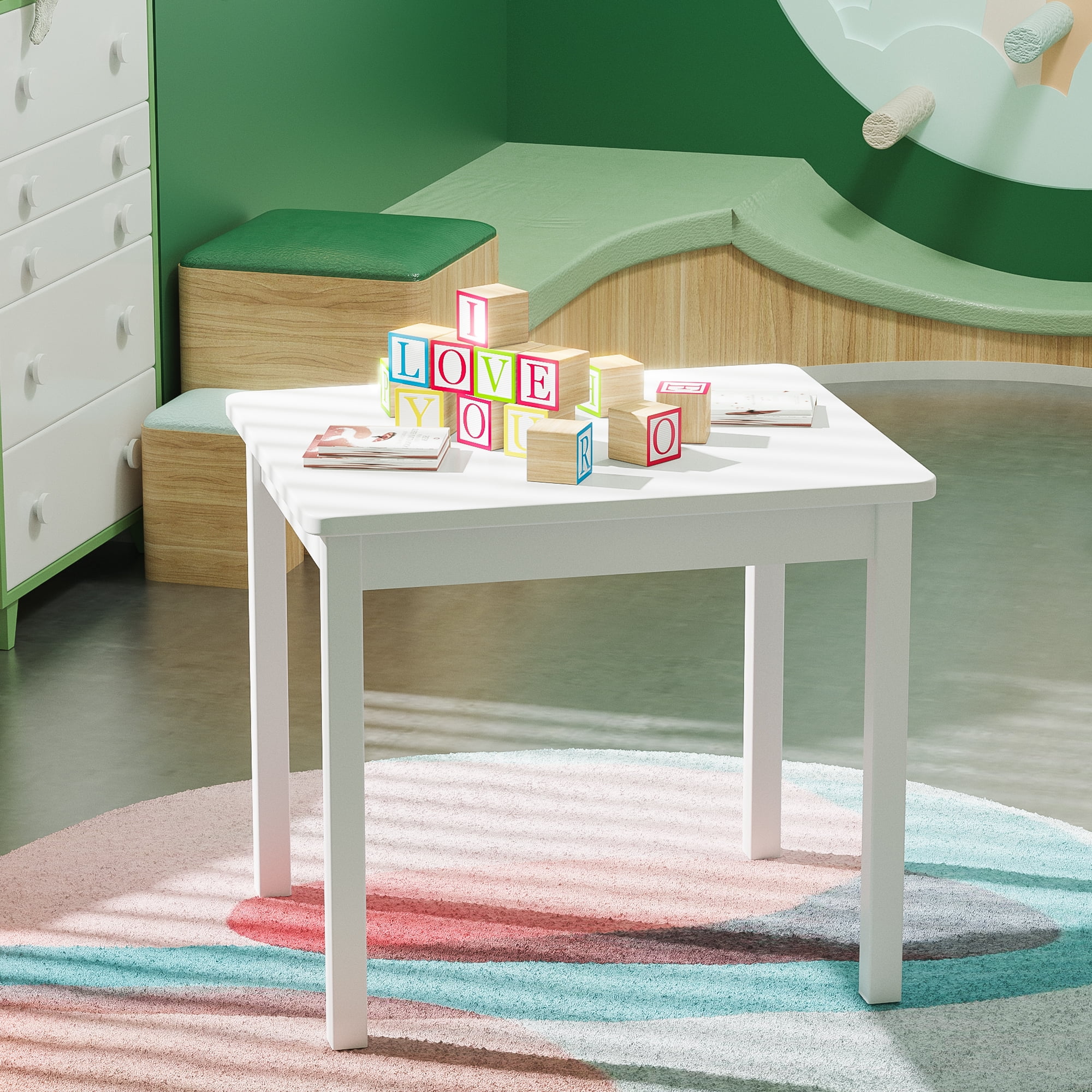 Yoneston Children's Square Small Wood Meal & Study Table for Playing ...