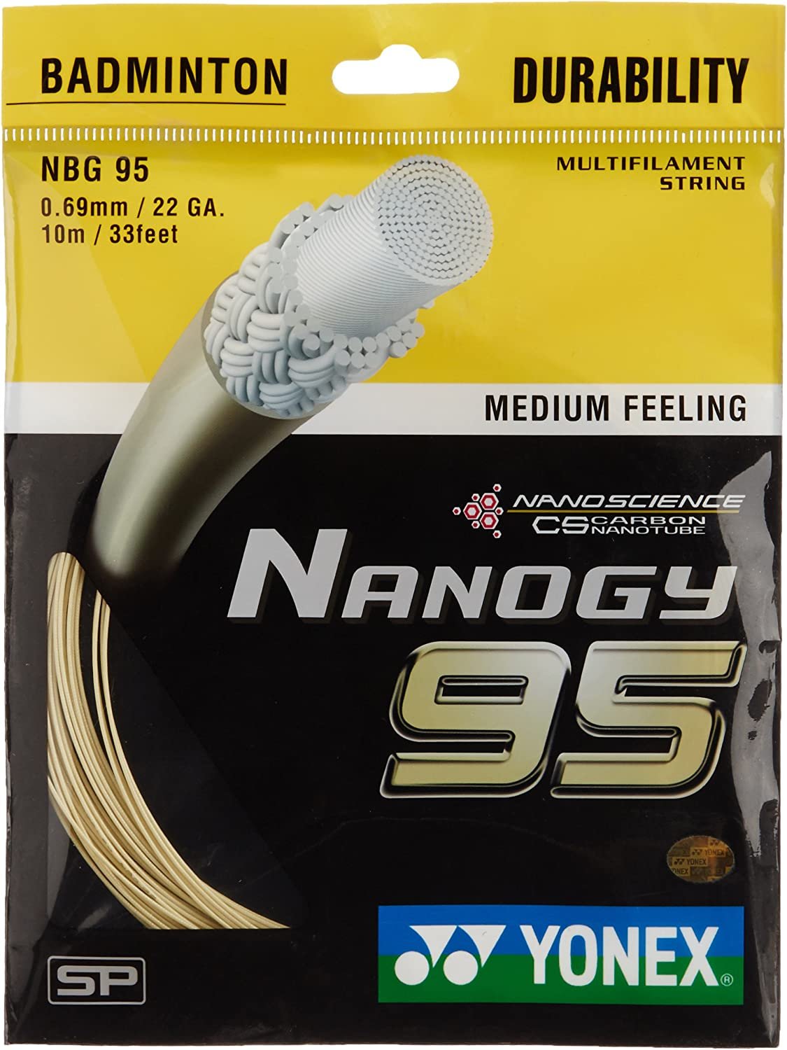 Yonex Nanogy 95 Badminton Racquet String - Silver Gray - Walmart.com