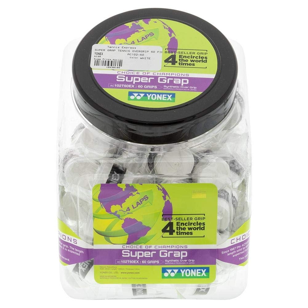 Yonex Super Grap Tennis Overgrip 60 Piece Bucket ( 2XL White ...