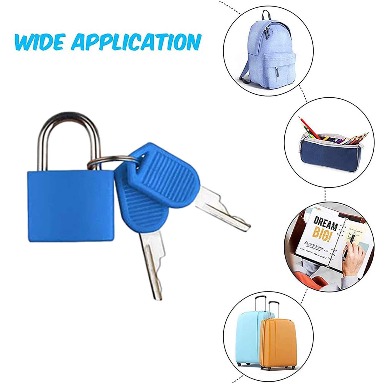 YongANs Suitcase Lock Mini Padlock with Key Small Lock School Bag ...