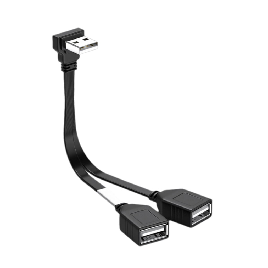 YongCo 1 Male To 2 Female USB Splitter Extension Cord 90 degree Bend ...
