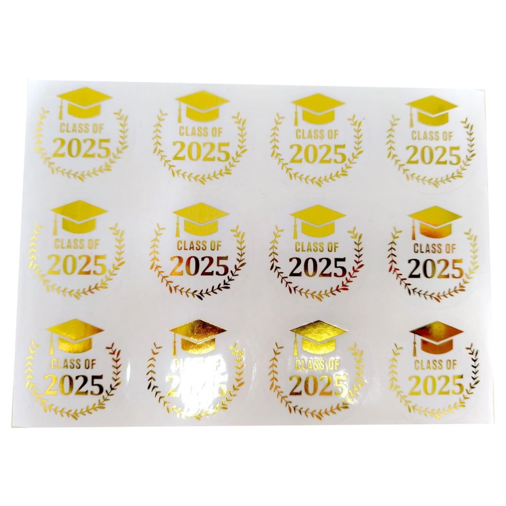 YongCo 120Pcs Gold Foil Graduation Hat Sticker 40mm Adhesive PET ...