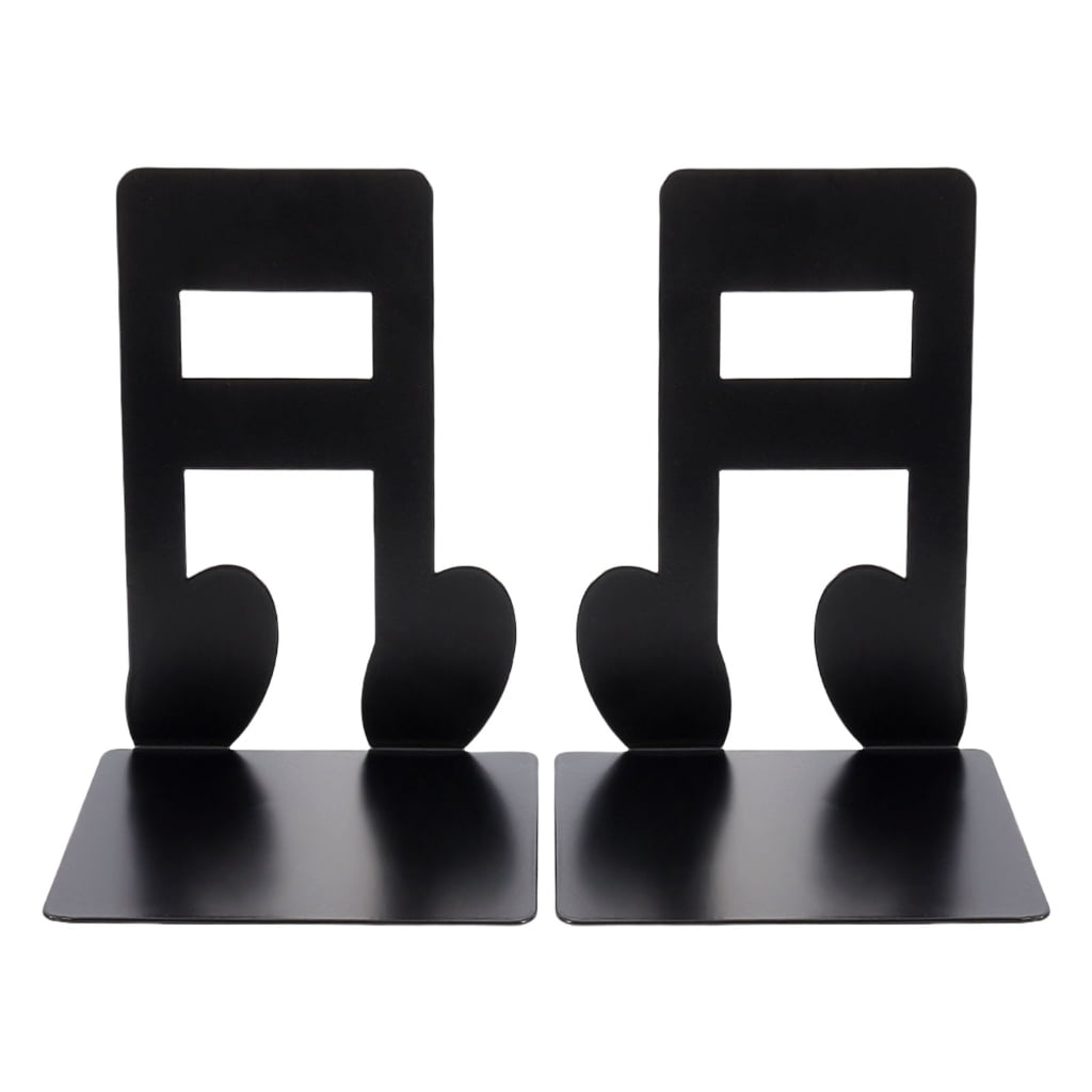 YongCo 1Pair Decorative Metal Book End For Shelves Musical Note Bookend ...