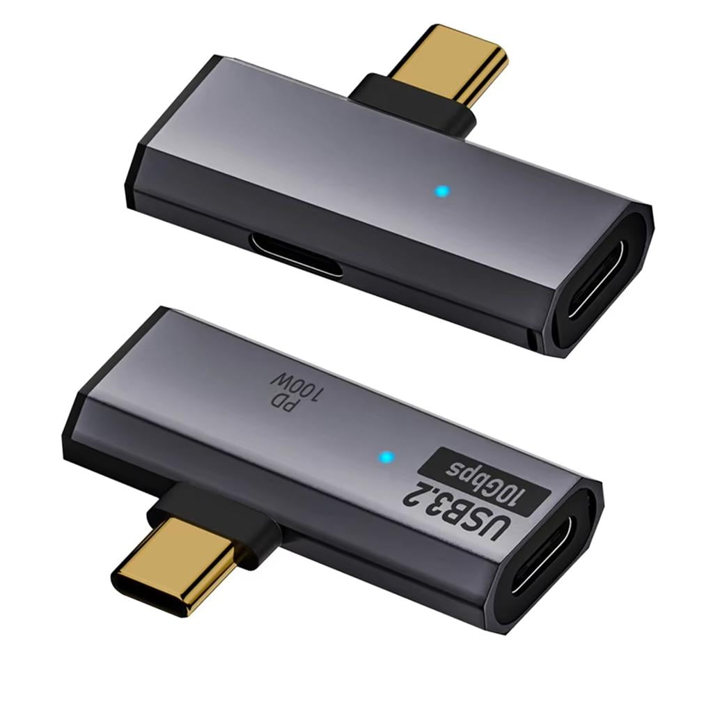 YongCo 2 in 1 USB C Splitter Double Female Adapter 90 Degree Power ...