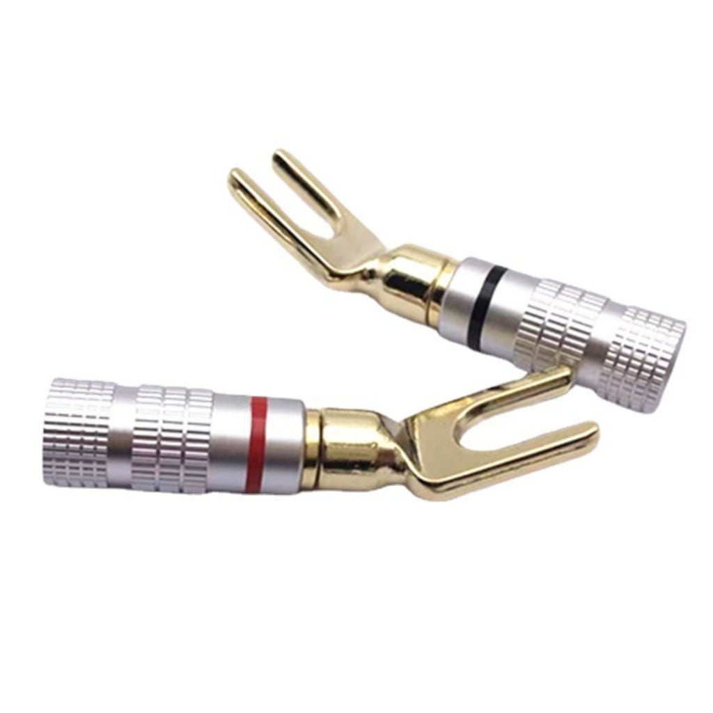 YongCo 2PCS Gold Plated 4mm Banana Plug Y Spade Speaker Connector High ...