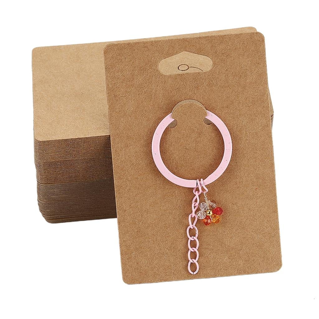 YongCo 50x Keychain Packaging Cardstock Holder Displaying Keyring Brown ...