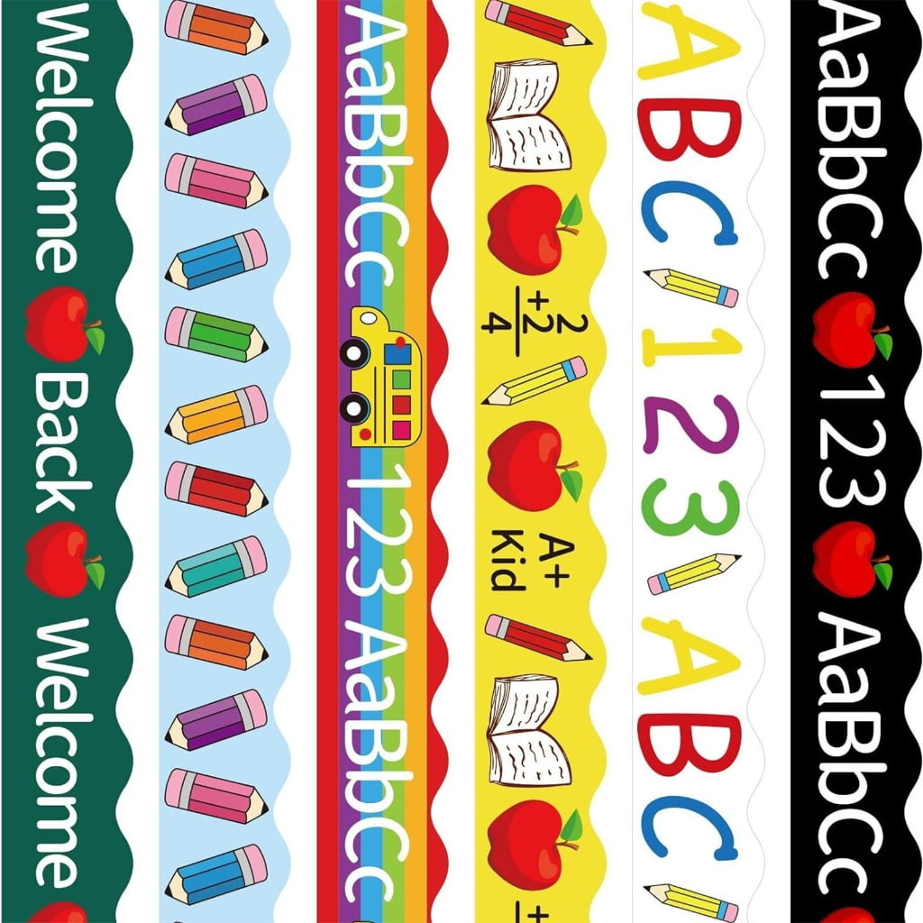 YongCo 6 Pcs Pencil Printed Bulletin Board Border Decorative Classroom ...