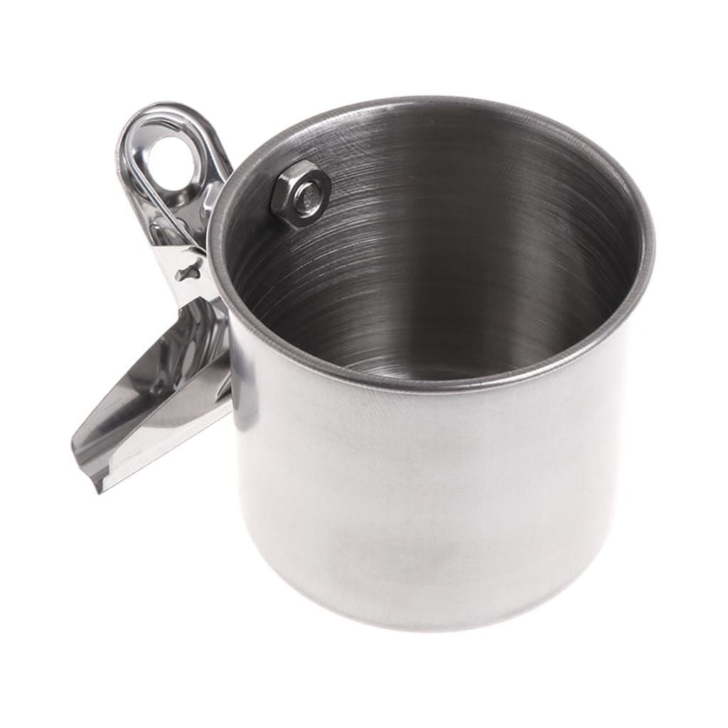 YongCo Bird Feeding Cups with Clamp Parrot Stainless Steel Food Dish ...