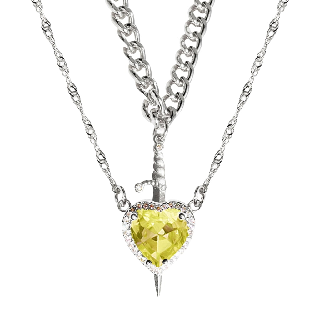YongCo Elegant Heart And Swords Double Necklace Design Offering A Blend ...