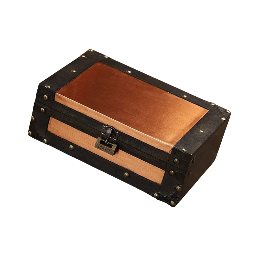 YongCo Lockable Wooden Trinket Box with Lock Antique Styles Storage ...